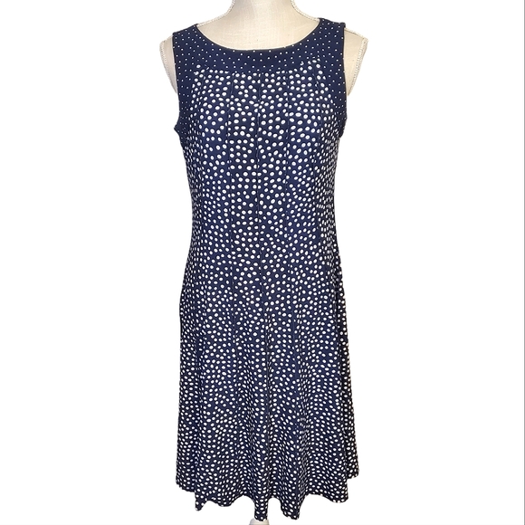Perceptions | Dresses | Perceptions Womens Navy Blue Polka Dot Pleated ...